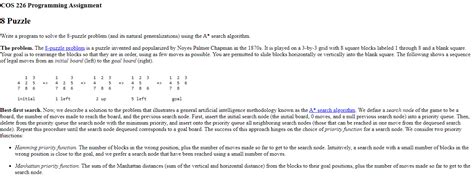 solved cos 226 programming assignment 8 puzzle write a