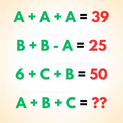 If A A A 39 B B A 25 6 C B 50 Then A B C