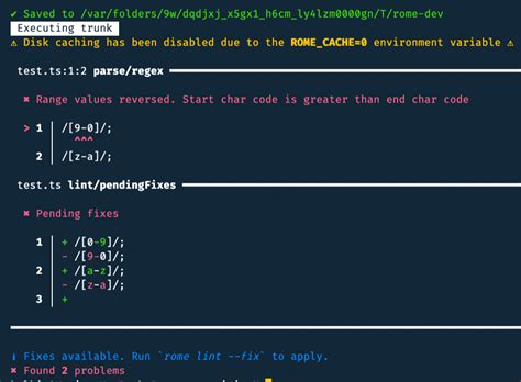Regex Parser Only Prints One Diagnostic Per File Issue 250 Rome