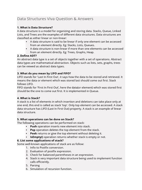 Data Structures Viva Question Pdf Queue Abstract Data Type