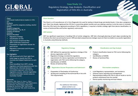 Case Study Regulatory Strategy Gap Analysis Classification And Registration Of IVDs Kits