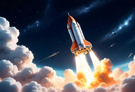Premium Photo Rocket Launch Into Outer Space Spaceship Lift Off Into