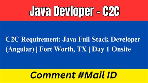 c2c requirement java full stack developer angular fort worth tx