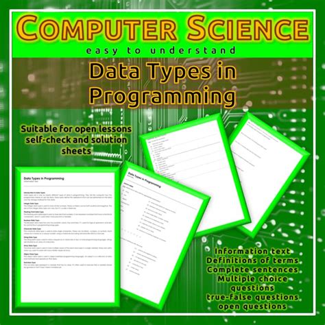 Easy Computer Science Data Types In Programming Infotext Exercises