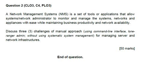 solved question 2 clo3 c4 plo3 a network management