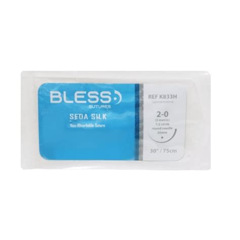 Sutura Seda 2 0 Aguja Curva 26mm No Cortante No Absorbible Bless