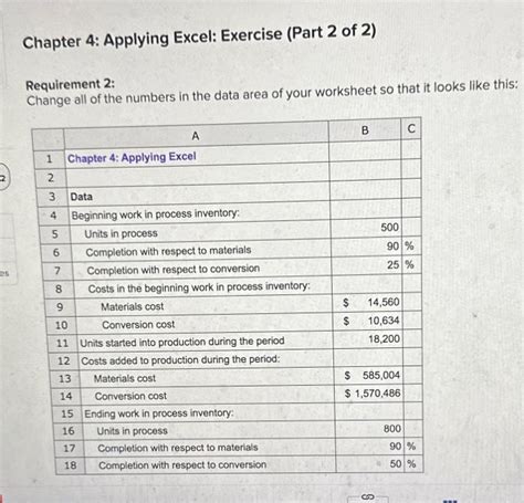 Solved Chapter 4 Applying Excel Data Beginning Work In
