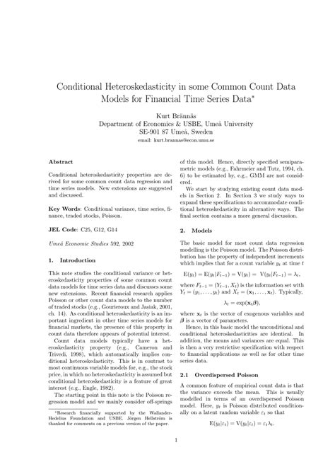 pdf conditional heteroskedasticity in some common count data models