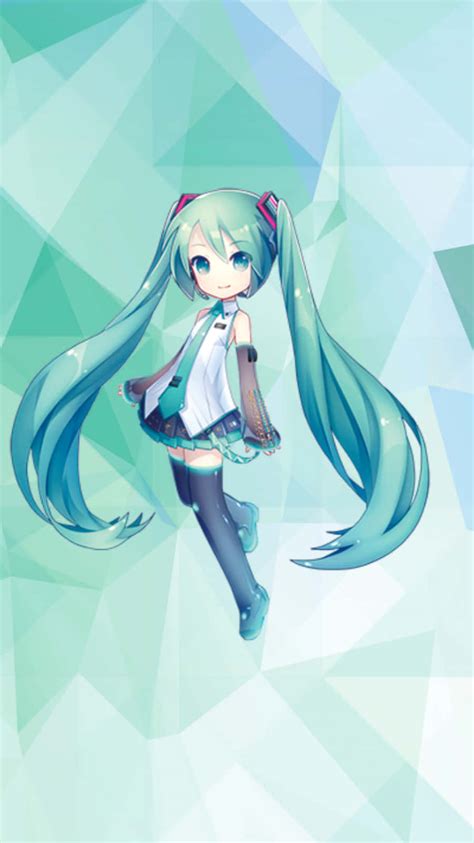 Download Hatsune Miku Green Crystal Phone Wallpaper