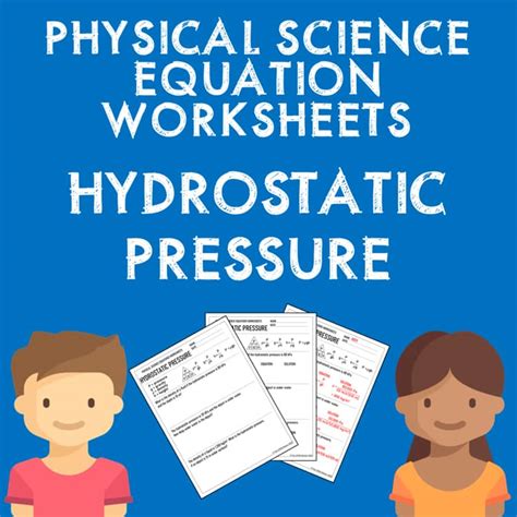 Hydrostatic Pressure Physical Science Equation Practice Review Worksheet