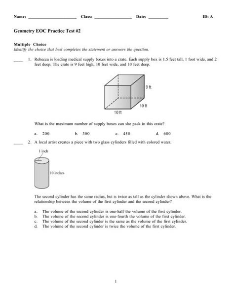 Geometry Eoc Practice Test 2pdf Southwest High School