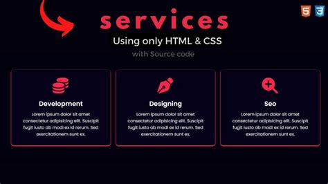 Responsive Service Section Using HTML CSS For Website Html Css Css Development