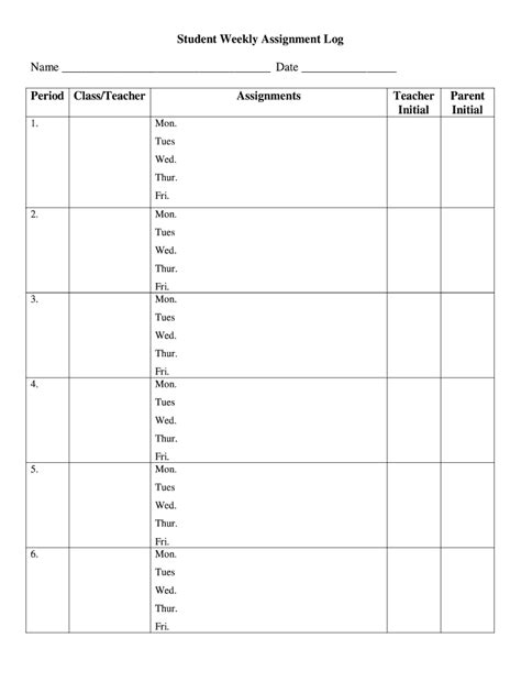 Fillable Online Babe Weekly Assignment Log Fax Email Print PdfFiller