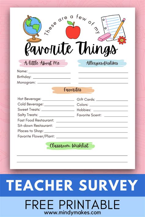 Teacher Favorites Printable Artofit
