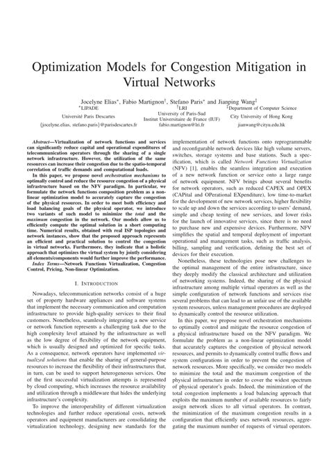 Pdf Optimization Models For Congestion Mitigation In Virtual Networks