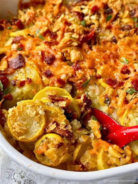 Cheesy Bacon Yellow Squash Casserole The Southern Lady Cooks
