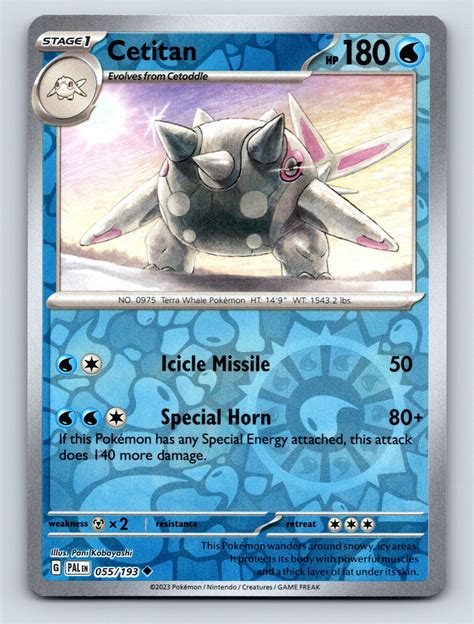 Stage 1 Cetitan Hp 180 Special Horn Rarity Blue Pokémon Card Ebay