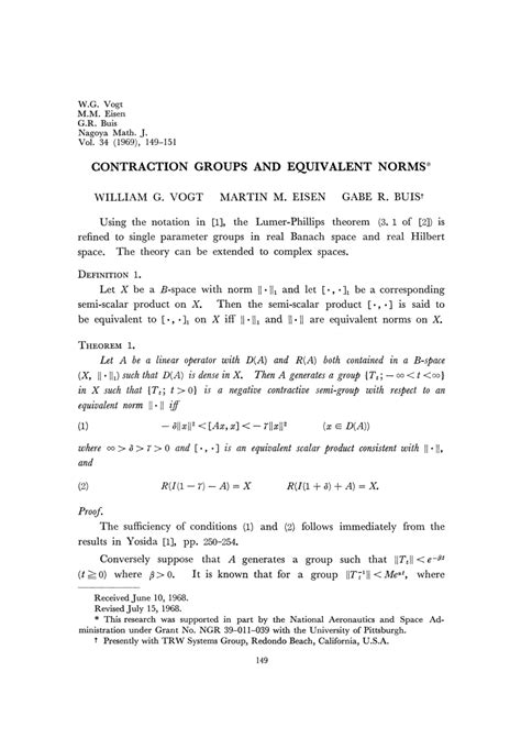 Pdf Contraction Groups And Equivalent Norms