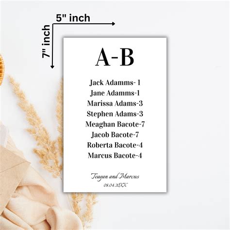 Wedding Seating Chart Card Template Editable Seating Chart Cards For Wedding Alphabetical