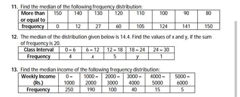11. Find the median of the following frequency distribution:\begin{tabul..