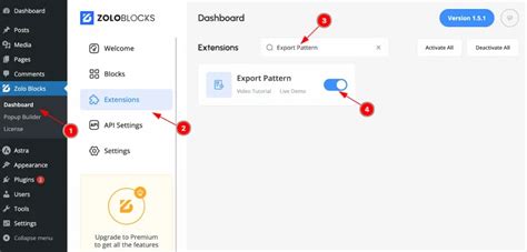 how to use export pattern extension by zoloblocks