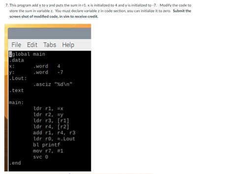 Solved 7 This Program Add X To Y And Puts The Sum In R1x