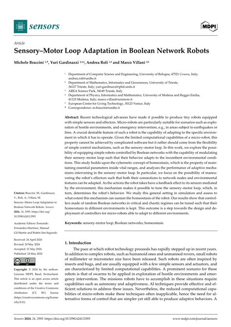 Pdf Sensorymotor Loop Adaptation In Boolean Network Robots