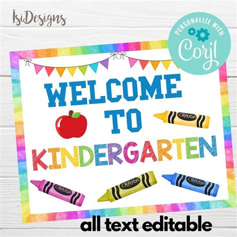 Welcome Classroom Sign Editable Preschool Kindergarten Elementary