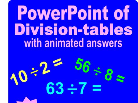 PowerPoint Of Division Tables With Answers Teaching Resources
