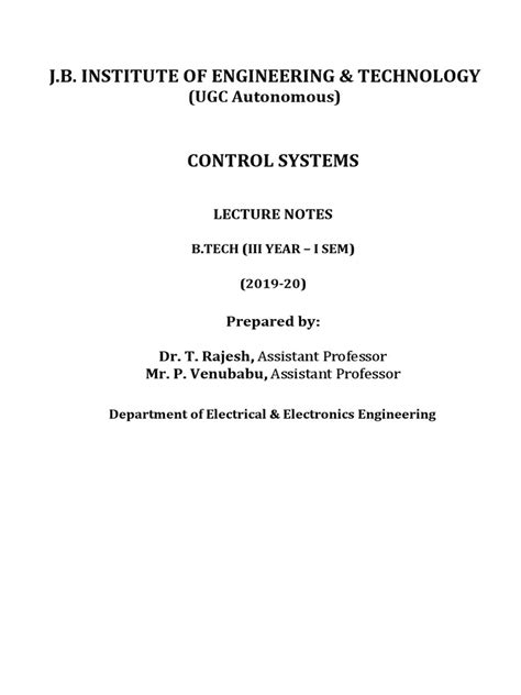 control systems lecture notes mathematical modeling of physical control systems pdf control