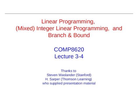 ppt linear programming mixed integer linear programming and