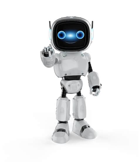 Premium Photo Small Robot Assistant Finger Point