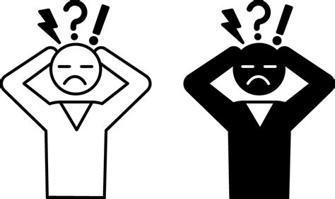 Panic Attack Icons Black And White Illustration Sudden Attack Of