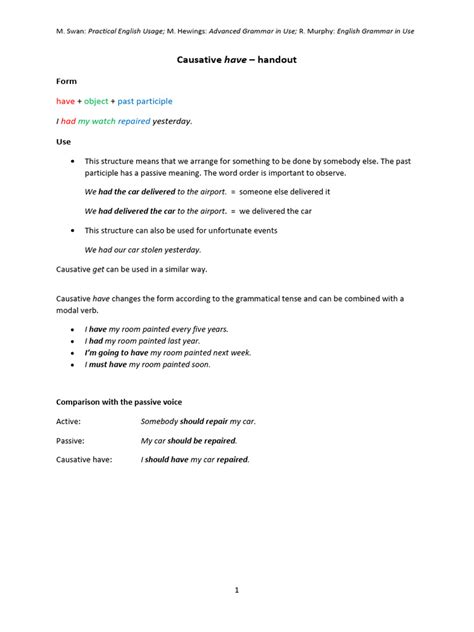 Causative Have Handout Pdf