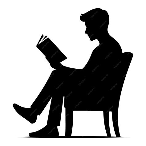 Silhouette Of A Person Reading A Book Black Color Vector Premium Ai