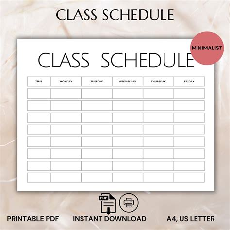 Class Period Schedule Template