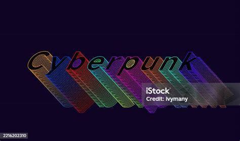 네온 그라디언트 3d 입자 라인 사이버펑크 텍스트 배너 3차원 형태에 대한 스톡 벡터 아트 및 기타 이미지 3차원 형태 가상현실 개념 Istock