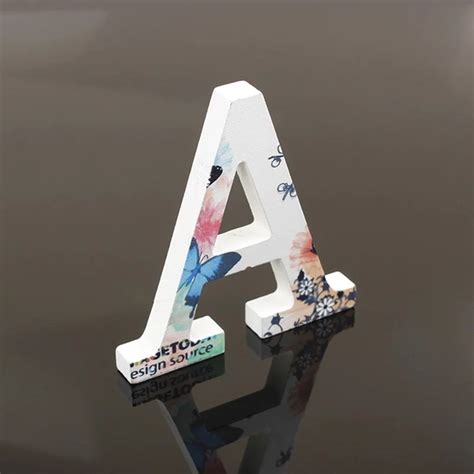 A Z деревянные английские буквы алфавита белые украшения в виде бабочек украшения деревянные