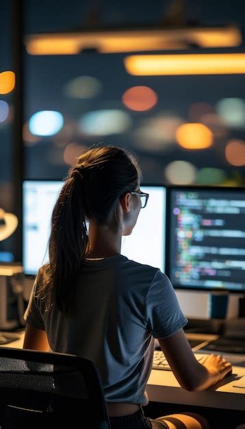 Women Coders Working Late Into The Night Female Software Engineers