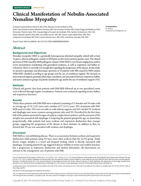 Pdf Clinical Manifestation Of Nebulin Associated Nemaline Myopathy