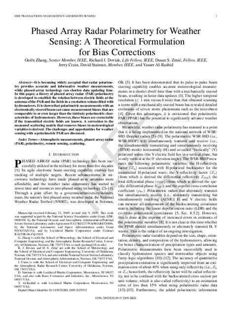 Pdf Phased Array Radar Polarimetry For Weather Sensing A Theoretical