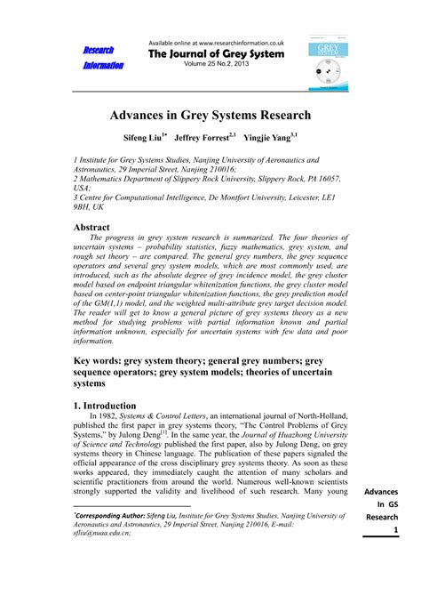 pdf emergence and development of grey systems theory