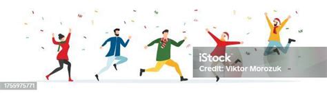 크리스마스와 새해 기업 파티에서 행복한 사람들 긍정적 인 남성과 여성은 춤과 재미를 최신 벡터 문자 집합입니다 12월에 대한 스톡 벡터 아트 및 기타 이미지 Istock