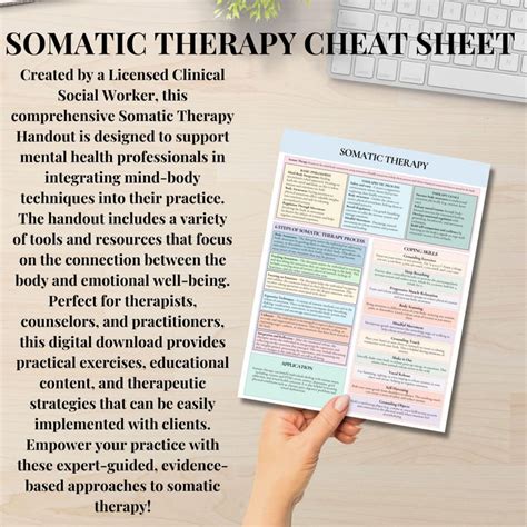 Somatic Therapy Cheat Sheet Somatic Healing And Exercises Handout Printable Emotional Regulation