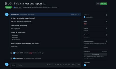 Creating A Bug Report Form In Github