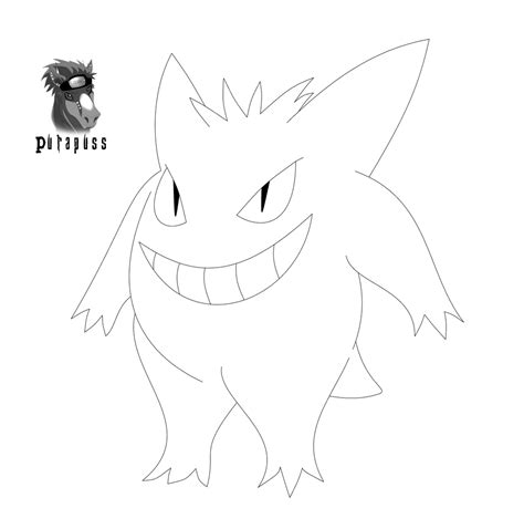 Gengar Line Art By Purapuss On Deviantart