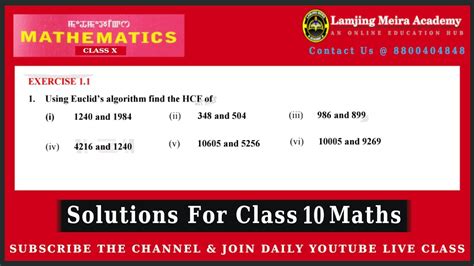 Class 10 Ex 1 1 Q 1 Number System Maths Chapter 1 Bosem Class 10 Maths Manipur Board
