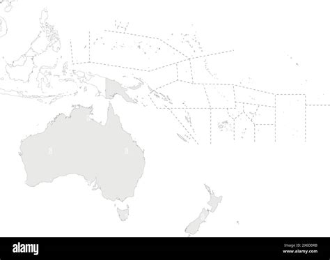 Blank Political Oceania Map Vector Illustration Isolated In White
