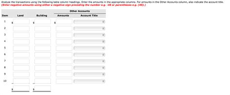 solved analyze the transactions using the following table