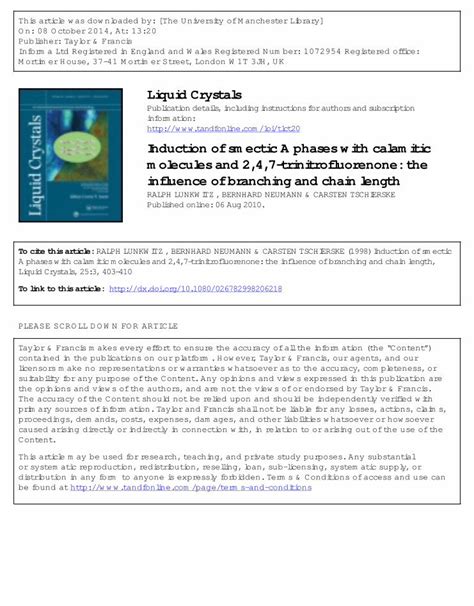 Pdf Induction Of Smectic A Phases With Calamitic Molecules And 247